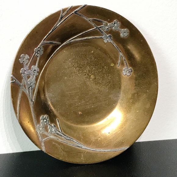 Vintage | Art | Vintage Unsigned Gorham Mixed Metal Copper Silver Tray ...